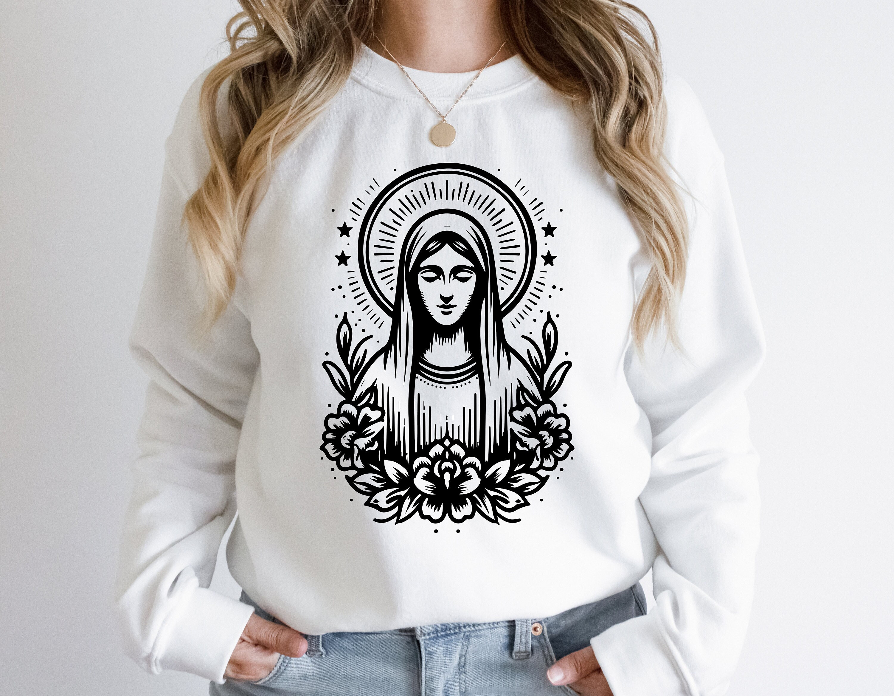 Virgin Mary Svg Png, Christian Svg, Religion Svg, Mother of Jesus Svg ...