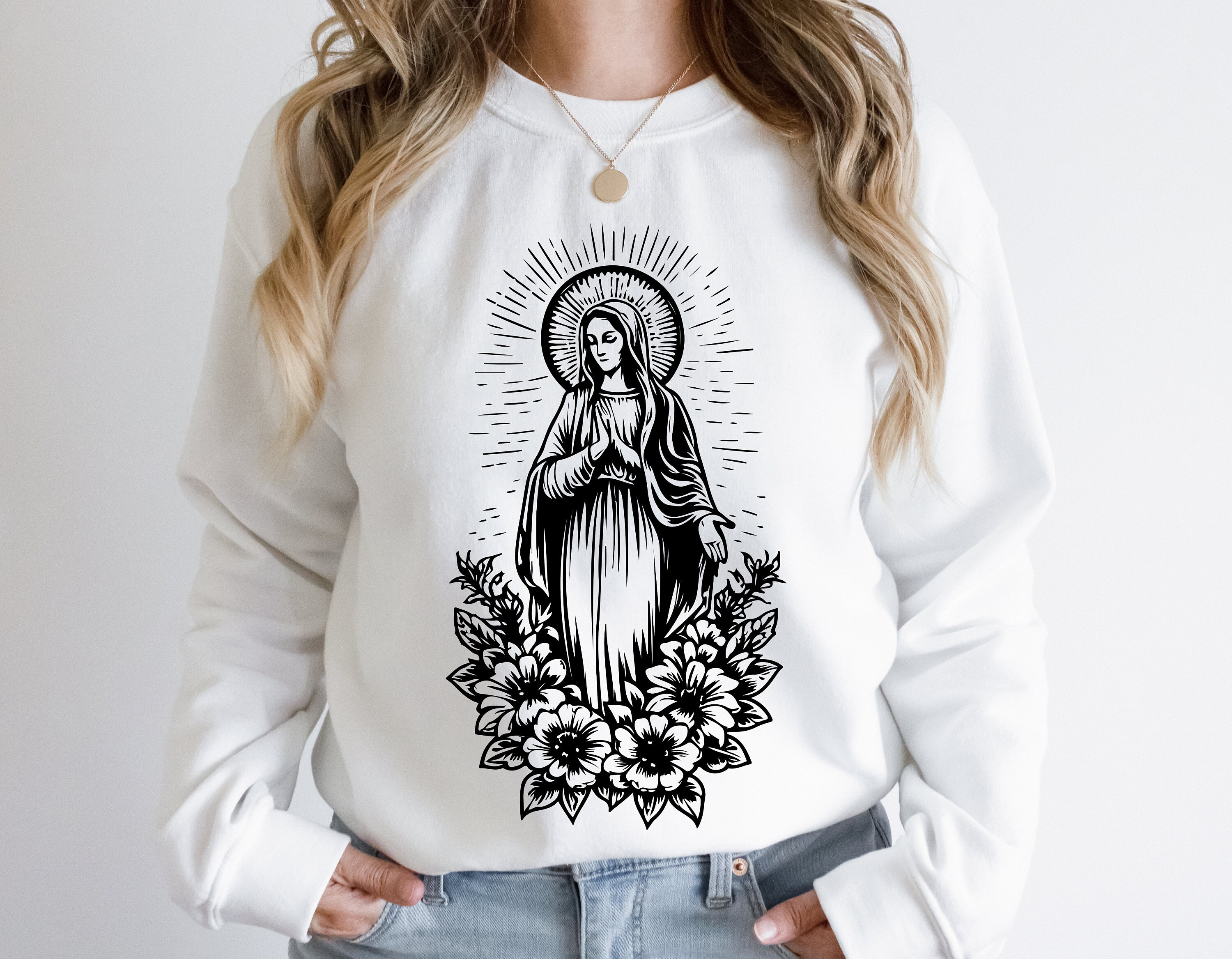 Virgin Mary Svg Png, Christian Svg, Religion Svg, Mother of Jesus Svg ...