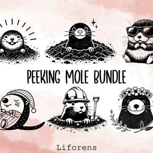 Mole Bundle Svg Png, Animal Svg, Cute Mole, Peeking Mole Svg, Mole ...