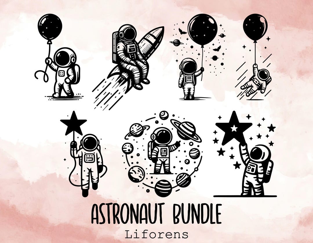 Astronaut Svg Png Bundle, Spaceman Svg, Space Svg, Universe Svg, Ballon ...