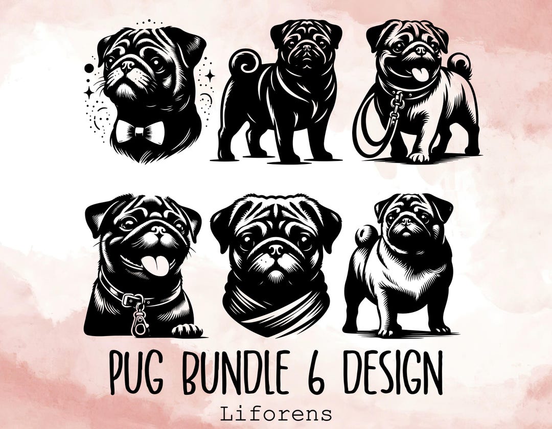 Pug Bundle Svg Png, Cute Pug Svg, Funny Pug, Dog Svg, Dog Png, Animal ...