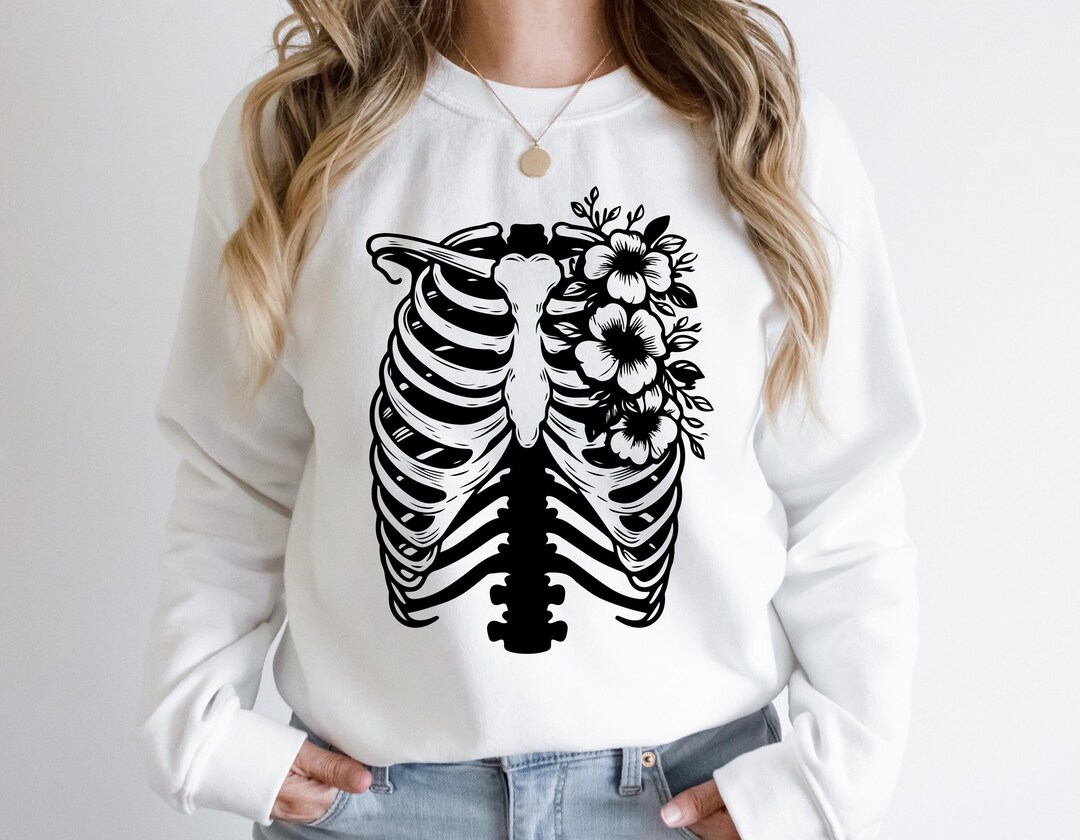 Floral Rib Cage Svg Png, Skeleton Svg, Skeleton Png, Flowers Svg ...