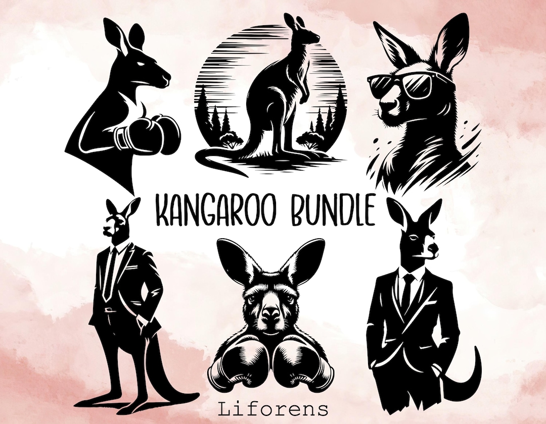 Kangaroo Bundle Svg Png, Kangaroo Silhouette, Animal Svg, Australian ...