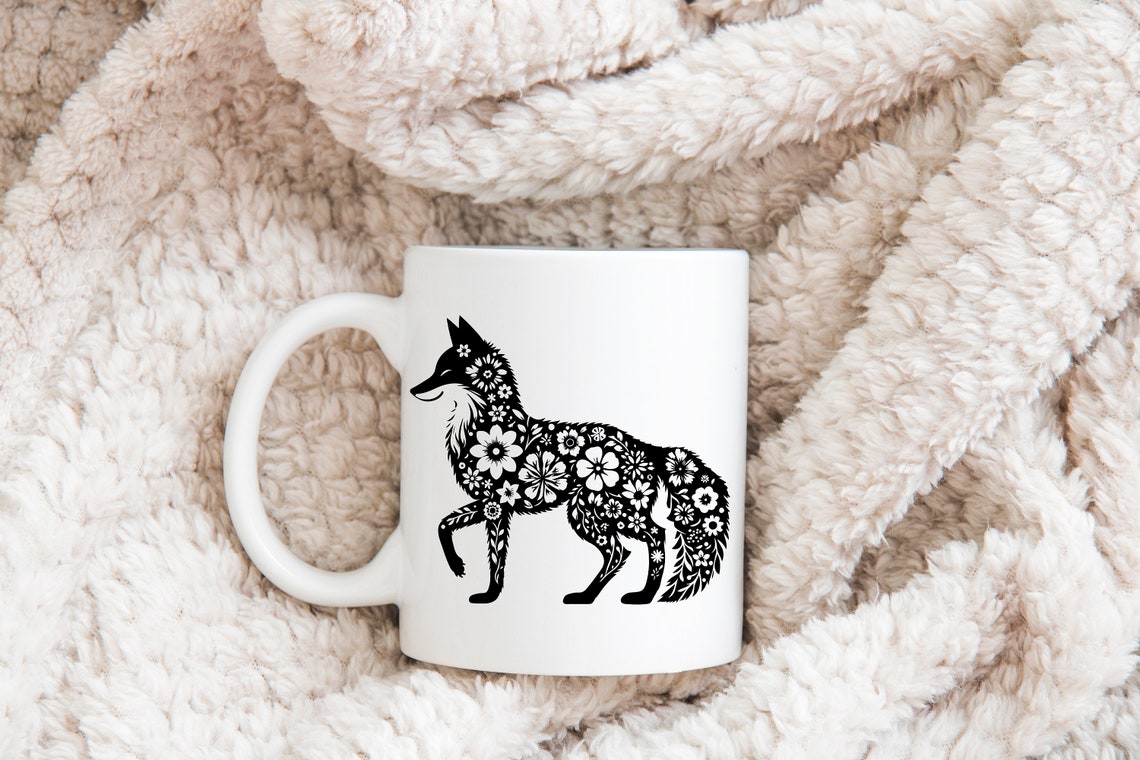 Fox Floral Svg Png, Flowers Svg, Animal Svg, Cute Fox Svg, Baby Fox Svg ...