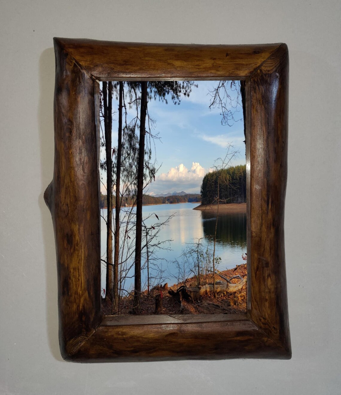 12 X 18 Oak Log Picture Frame. Log Picture Frame. Live Edge Bark ...