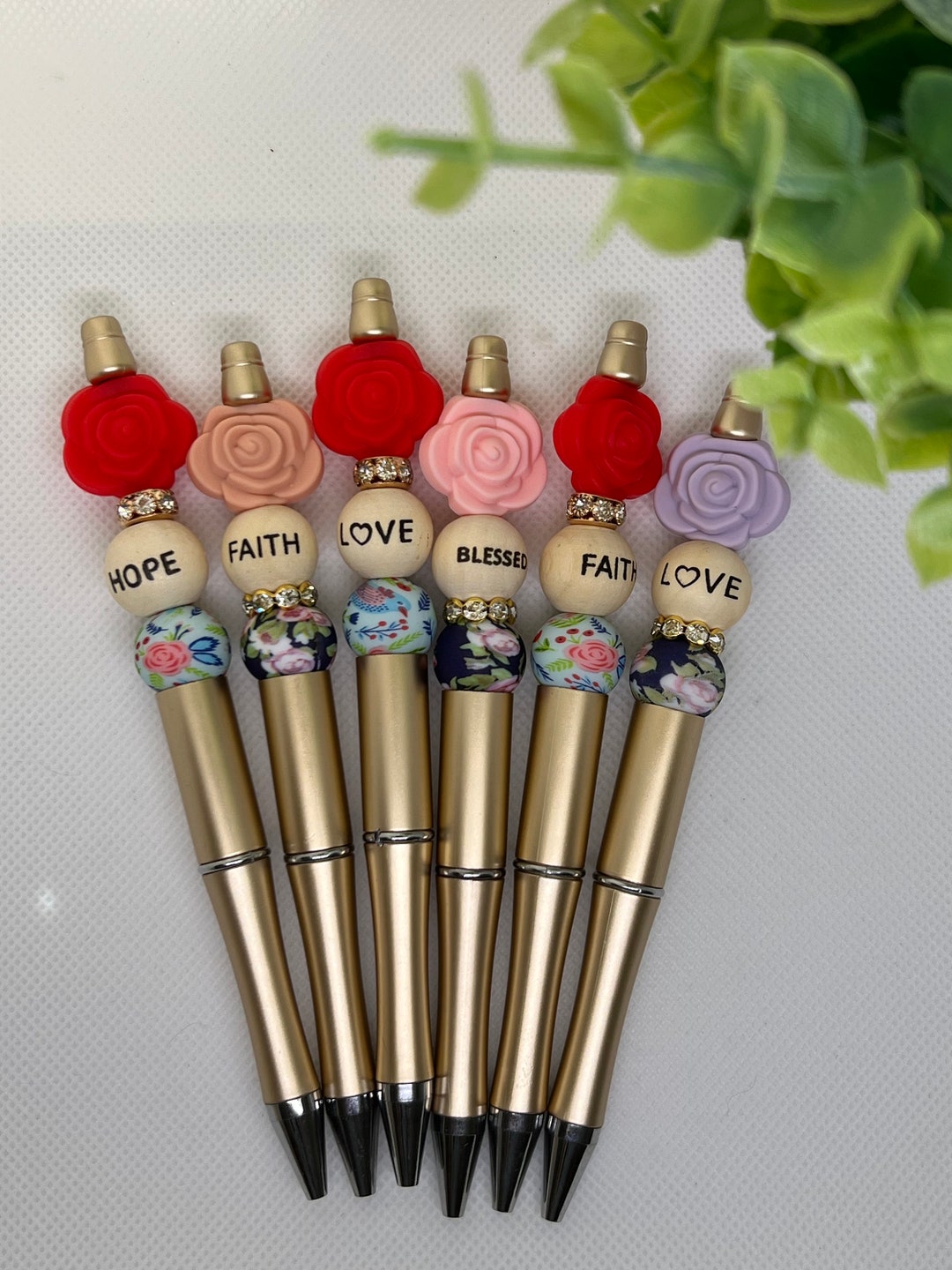 Rose Beaded Pen, Rose Flower, Gift, Focal Bead Pen - Etsy