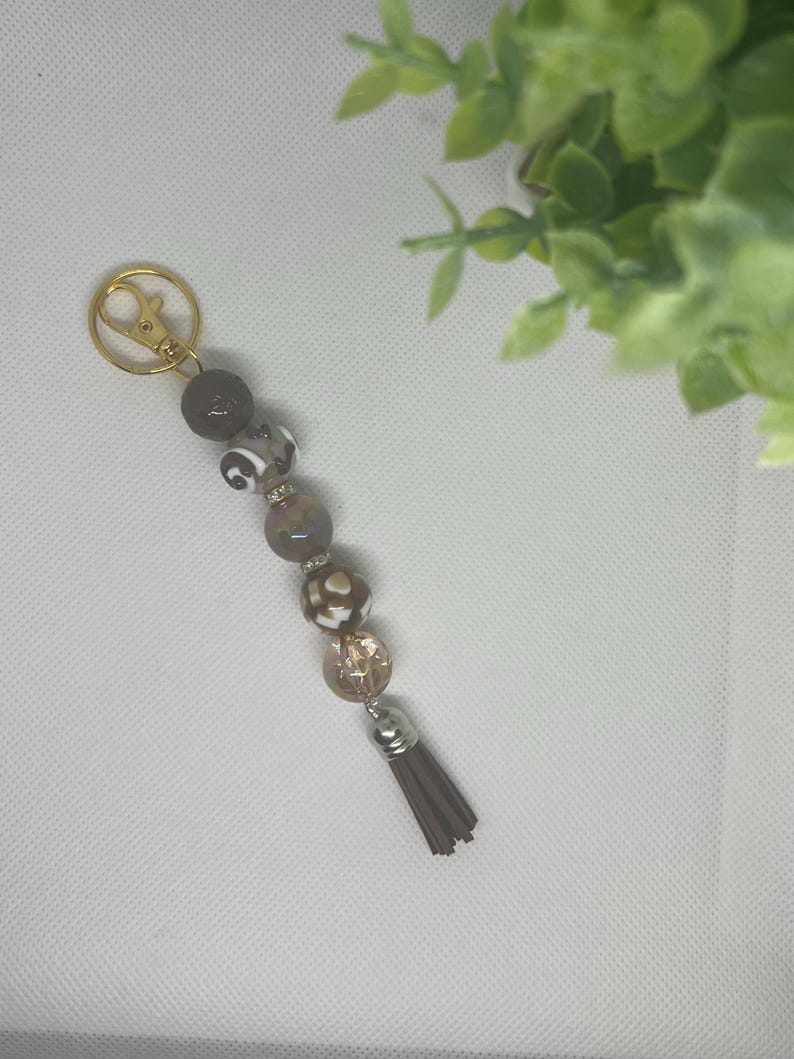 Colorful Handmade Beaded Keychain With Tassel | Cute Purse Charm ...