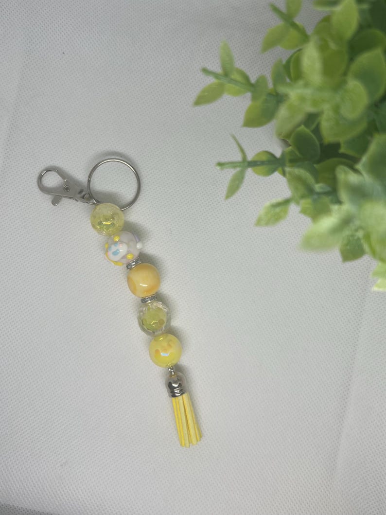 Colorful Handmade Beaded Keychain With Tassel | Cute Purse Charm ...