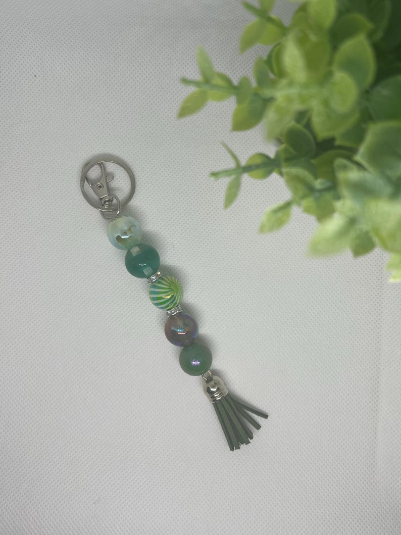Colorful Handmade Beaded Keychain With Tassel | Cute Purse Charm ...