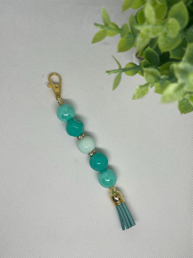 Colorful Handmade Beaded Keychain With Tassel | Cute Purse Charm ...