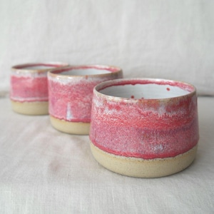 Handmade Ceramic Cup Set | Pink Pottery Gift Set | Matching Handleless ...