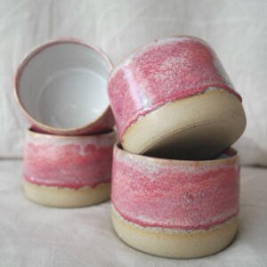 Handmade Ceramic Cup Set | Pink Pottery Gift Set | Matching Handleless ...