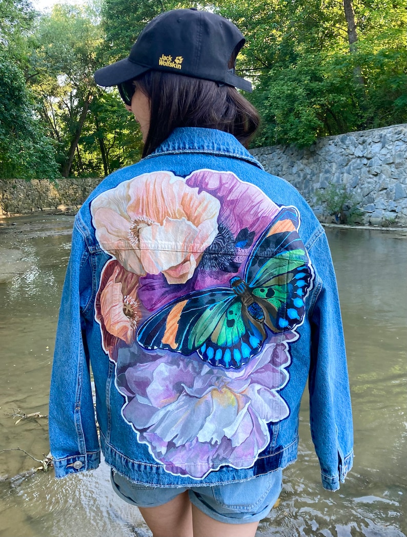 Hand Painted Jacket, Handpainted Denim Jacket, Custom Jacket, Hand ...