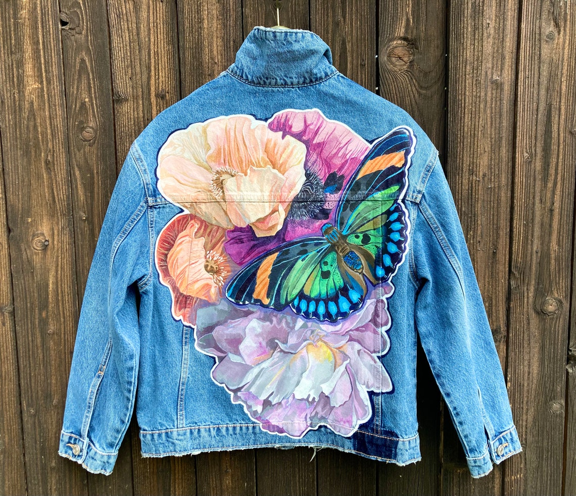 Hand Painted Jacket, Handpainted Denim Jacket, Custom Jacket, Hand ...