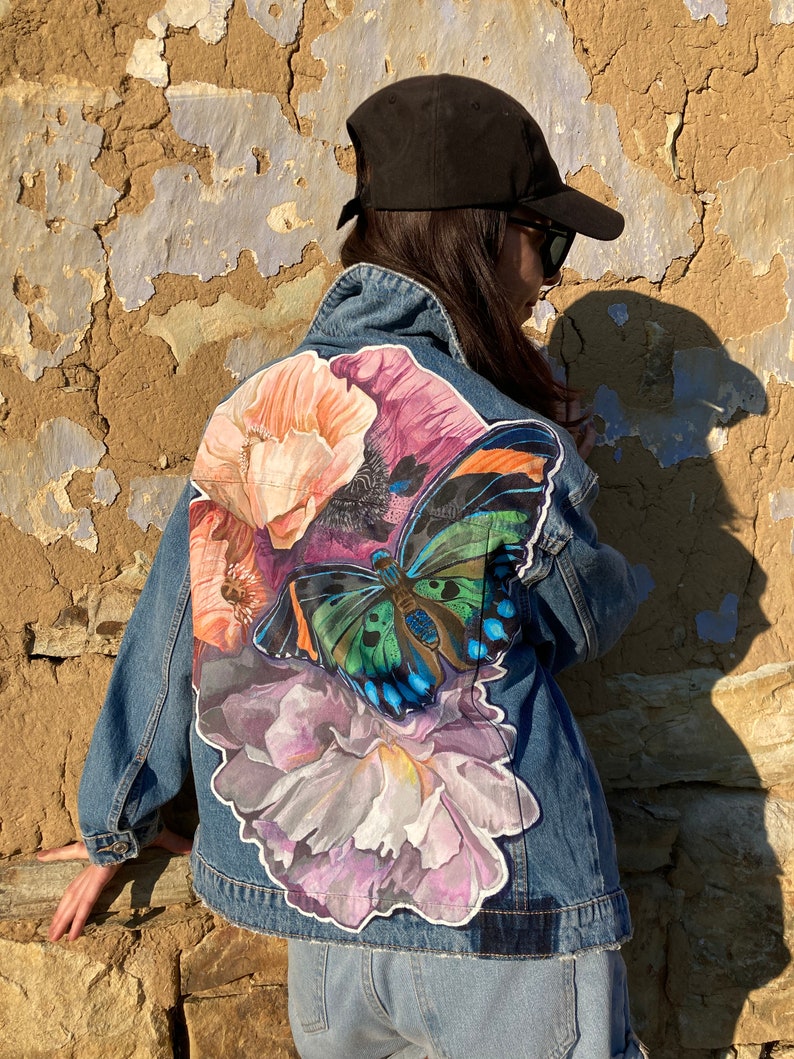 Hand Painted Jacket, Handpainted Denim Jacket, Custom Jacket, Hand ...