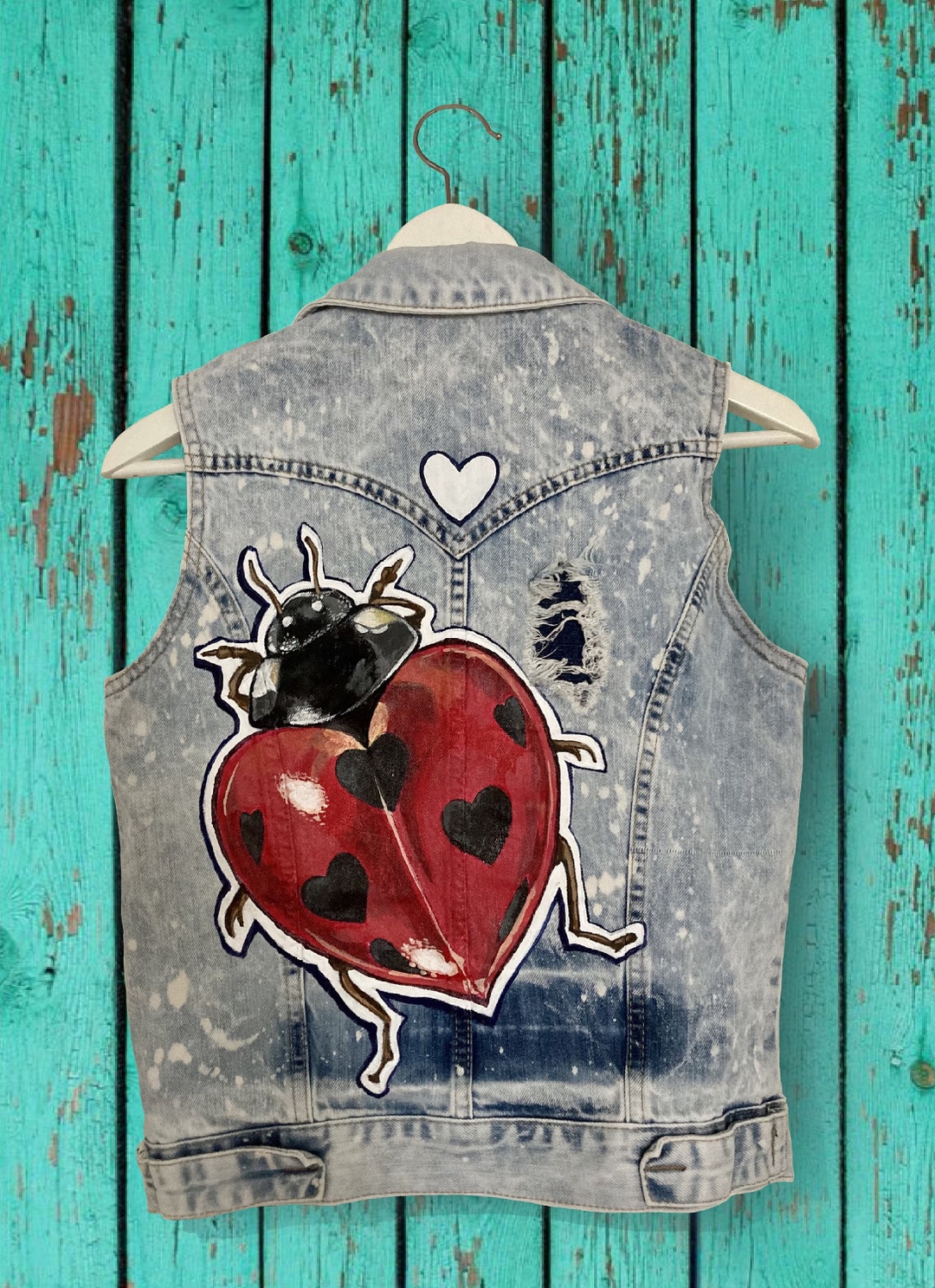 Customized Hand-painted Denim Vest, Handpainted Denim Jean Vest ...