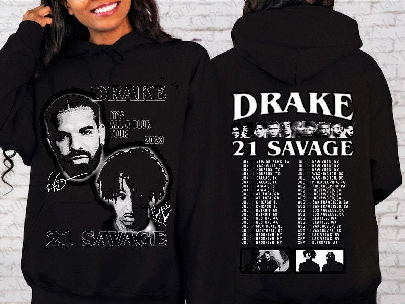 Vintage Drake 21 Savage Tour Rescheduled T-Shirt, Drake It's All A Blur ...