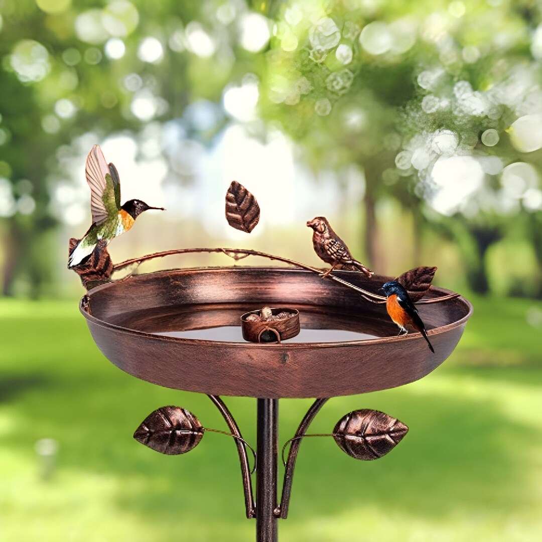 Metal Bird Bath With Stake Outdoor Bird Bath Hanging Bird Bath Handmade ...
