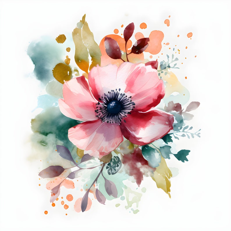 Watercolor Flowers Clipart - Set of 10 High Quality Jpegs - Digital ...