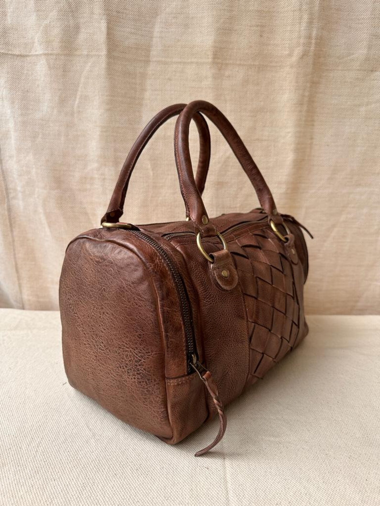 Handmade Duffel With Woven Front for Overnight Use L Stylish - Etsy