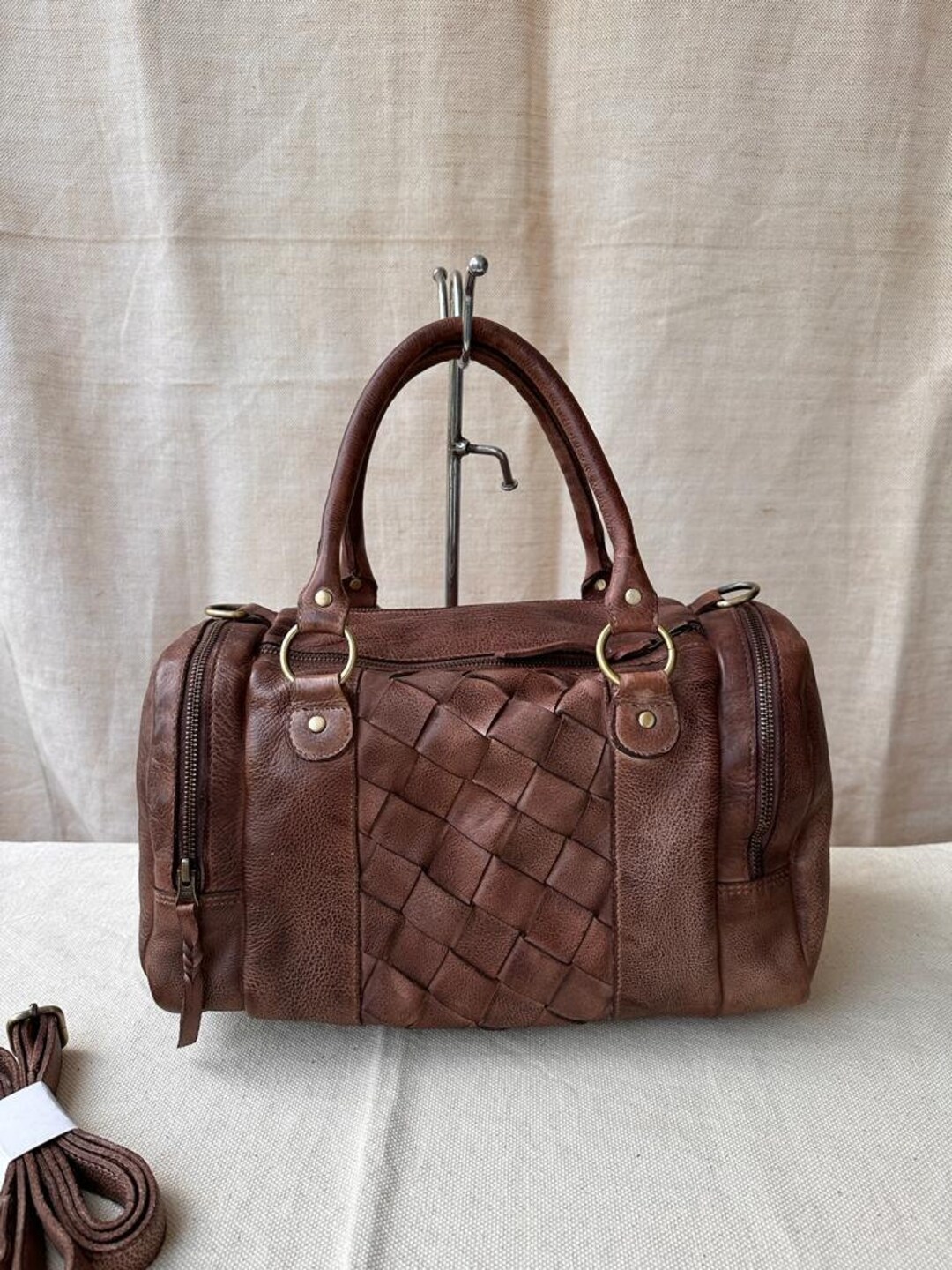 Handmade Duffel With Woven Front for Overnight Use L Stylish - Etsy