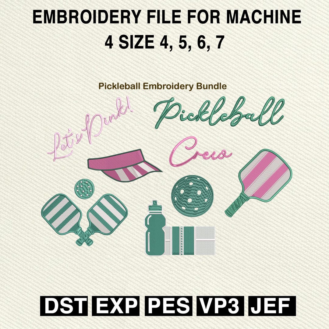 Pickleball Mini Embroidery Designs | Pickleball Machine Embroidery ...