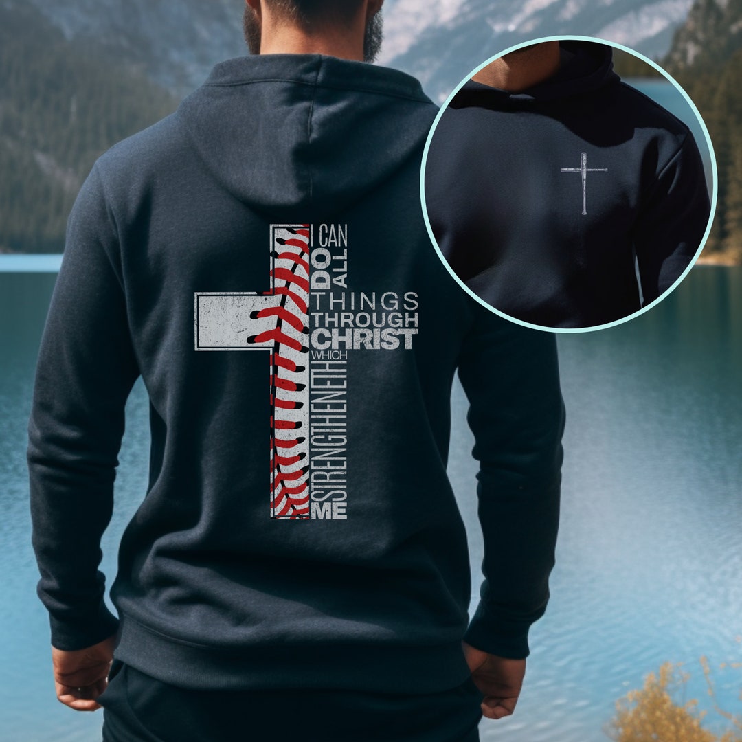 Christian Baseball Cross Hoodie: Motivational Bible Verse Sweatshirt - Etsy