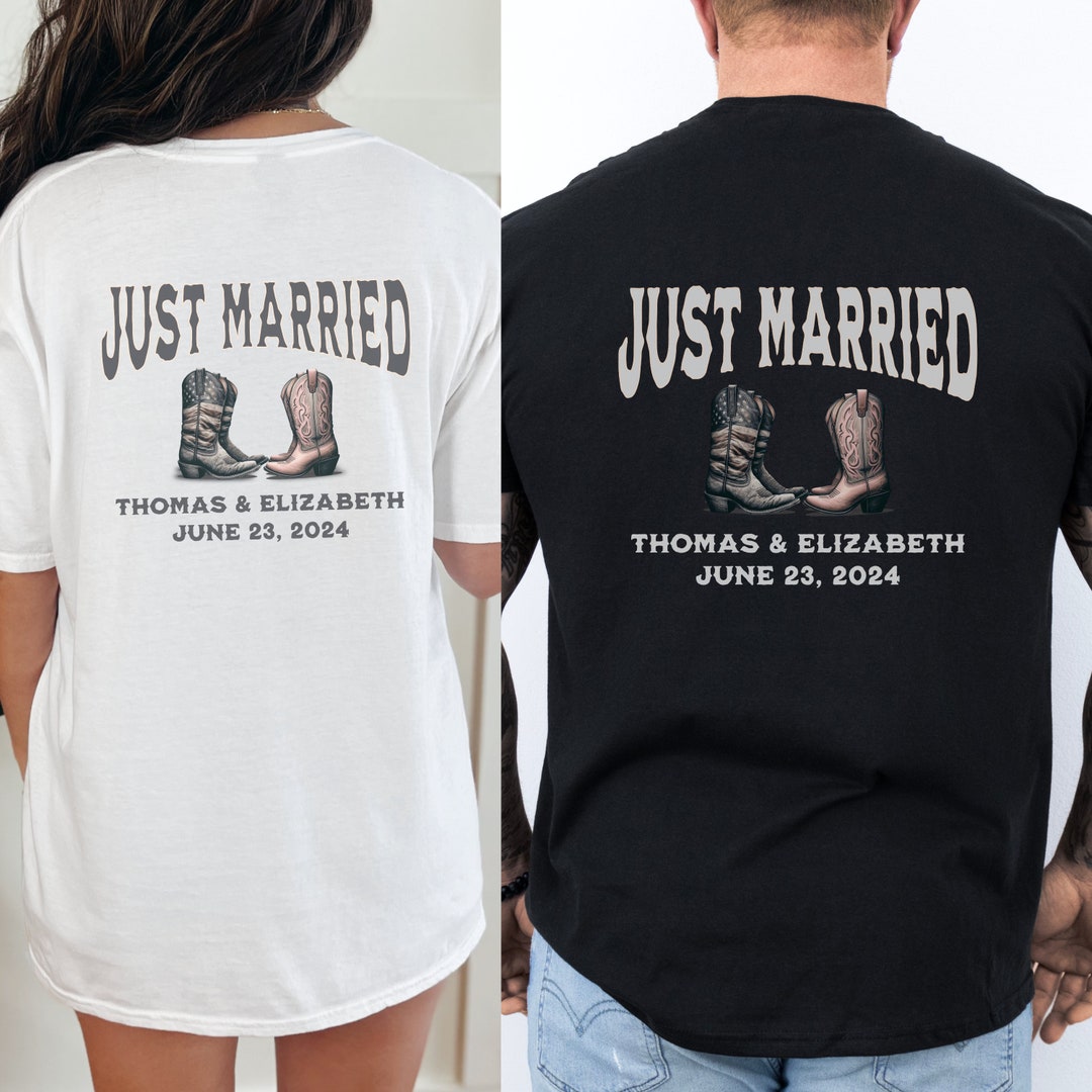 Just Married Couple Matching Custom T-shirt, Country Couple ...
