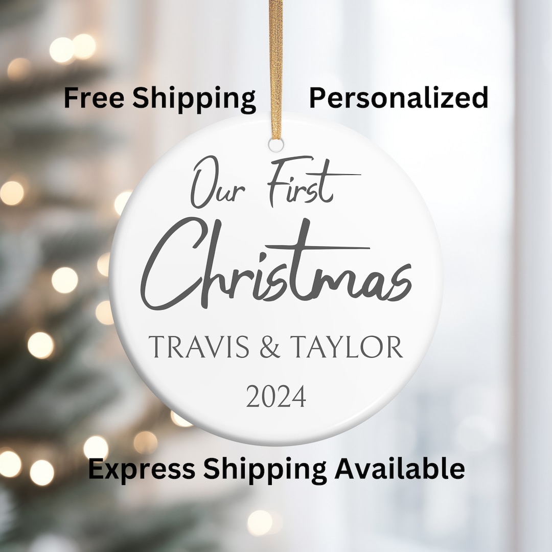 First Christmas Personalized Couple Ornament, Custom Name Wedding or ...