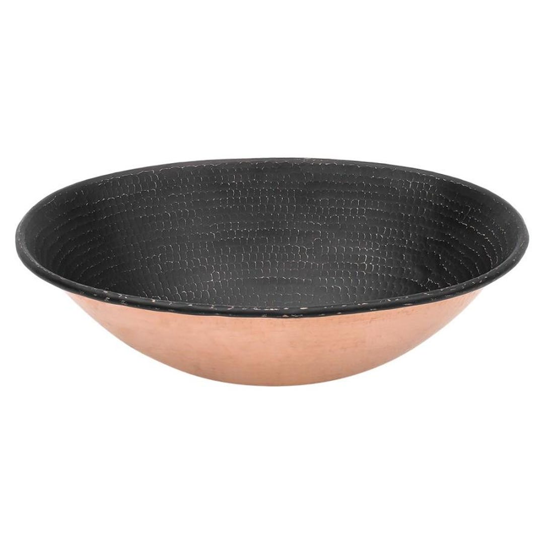 Round Sold Copper Hand Hammered Bathroom Sinks Bowls II Black Antique ...