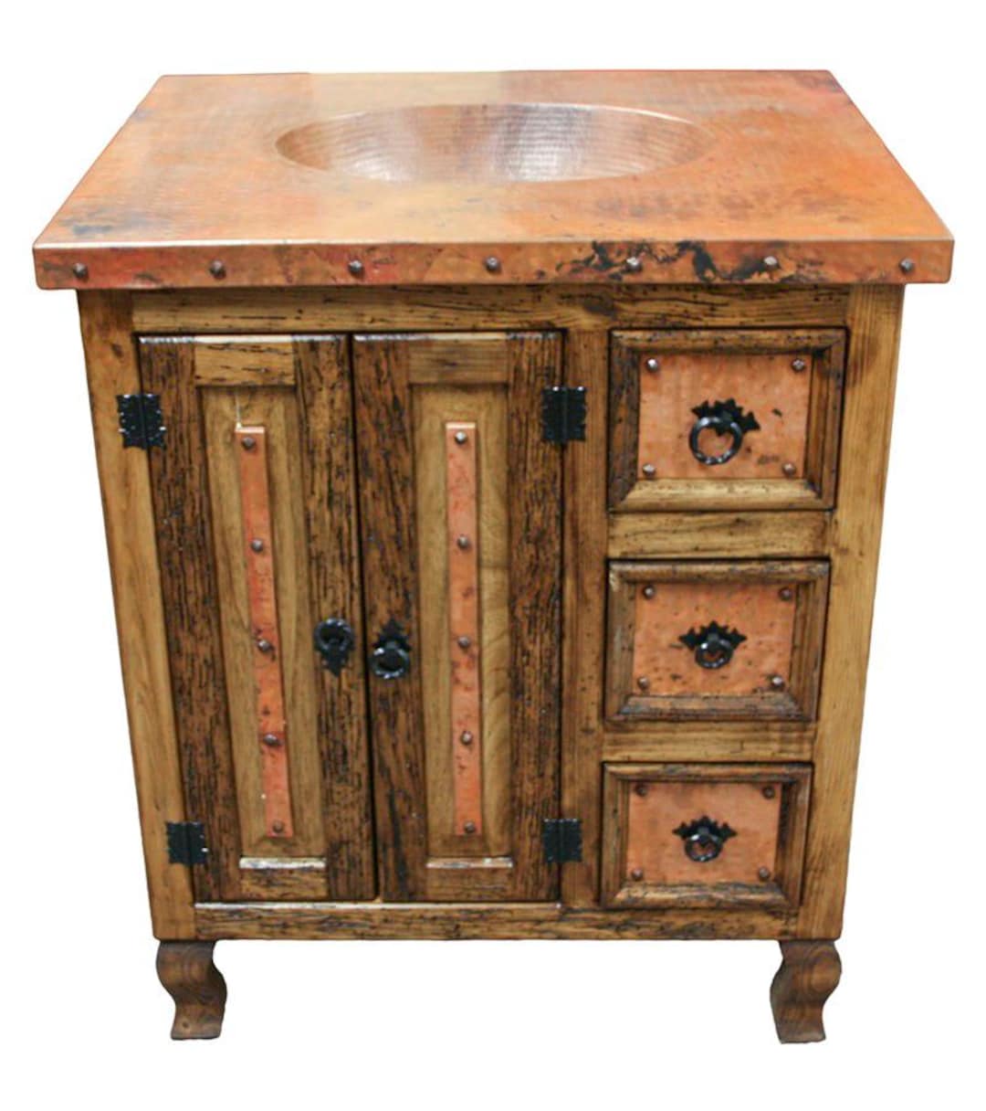 Antique Vintage Handmade Bathroom Vanity With Hand Hammered Solid ...