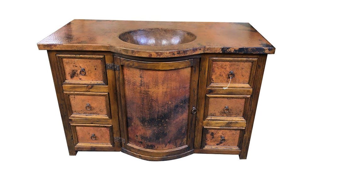 Antique Vintage Handmade Bathroom Vanity With Hand Hammered Solid ...