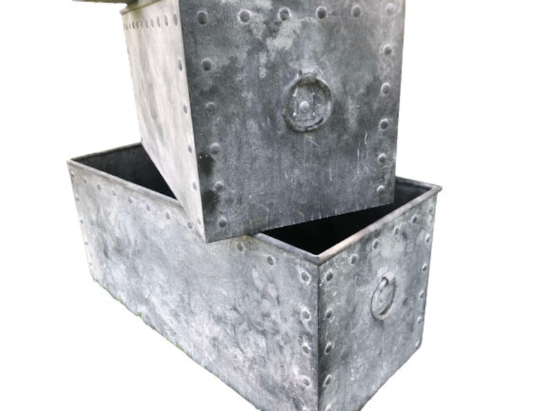 Heavy Duty Galvanized Antique Grey Patina Trough Water Tank Courtyard ...