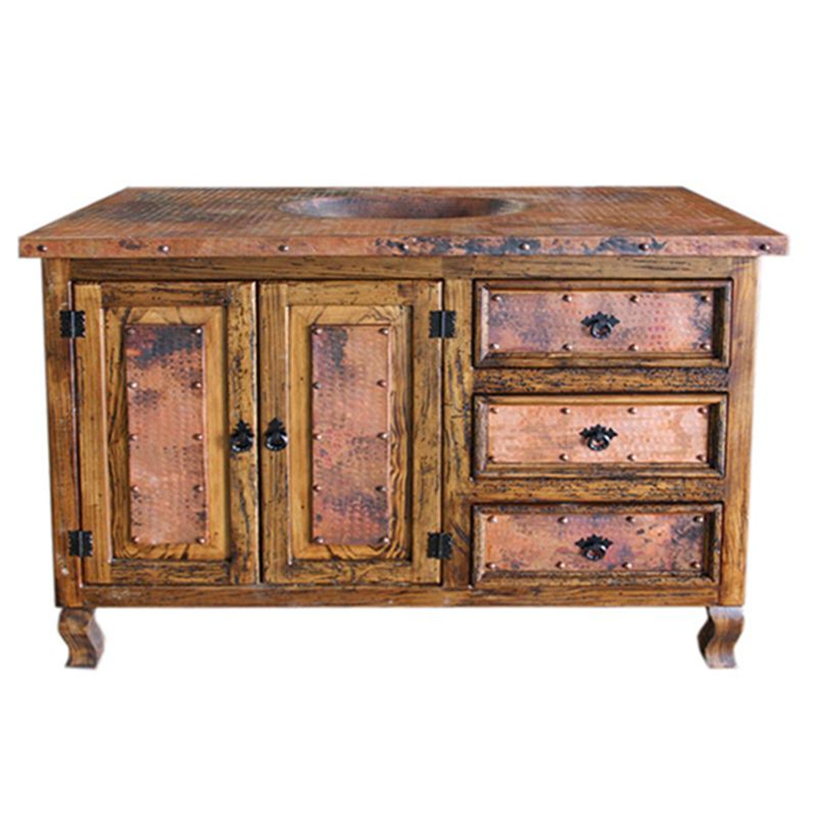 Antique Vintage Handmade Bathroom Vanity With Hand Hammered Solid ...