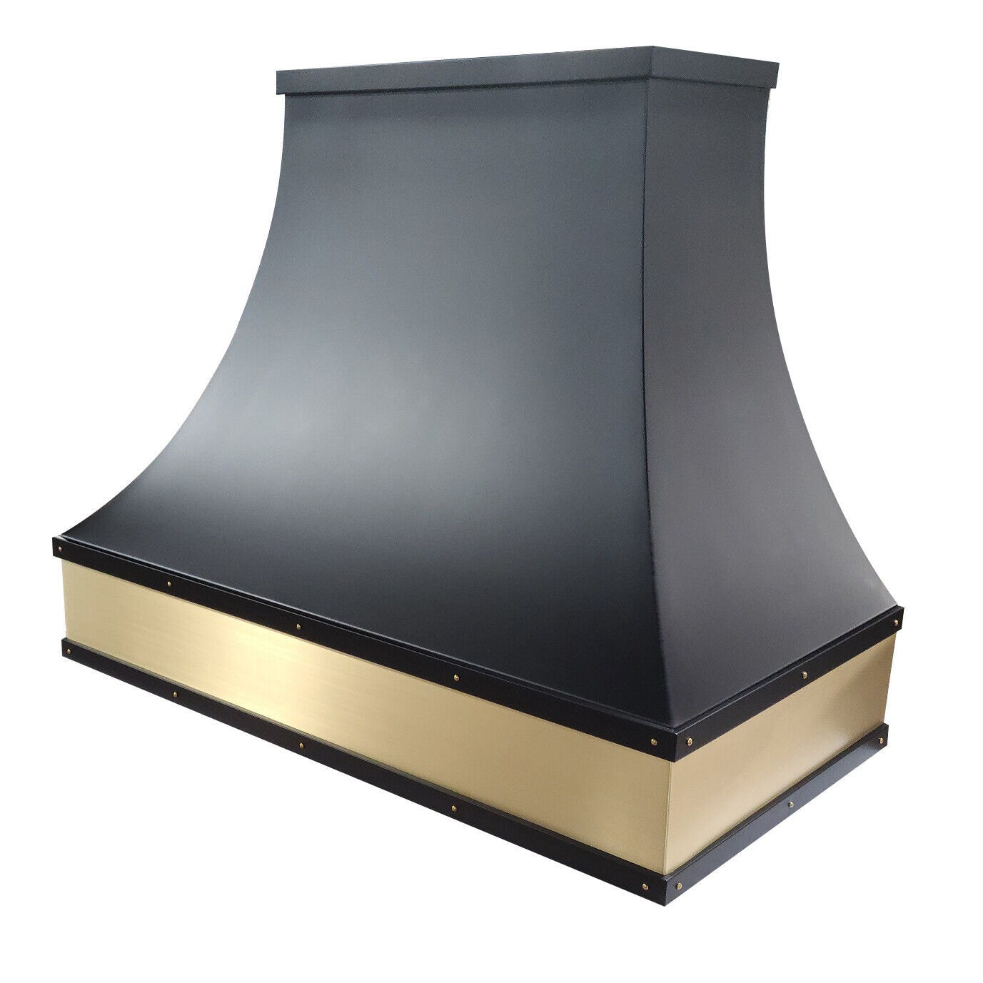 Black Stainless Steel Custom Range Vent Hood Kitchen Canopy With Brass ...