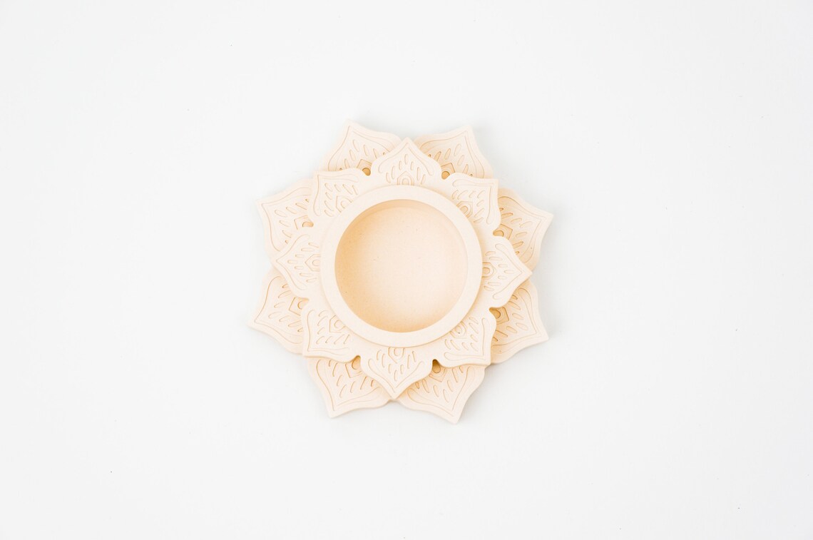 Light Brown Lotus Porcelain Plaster Tea Light Candle Holder Home Decor ...