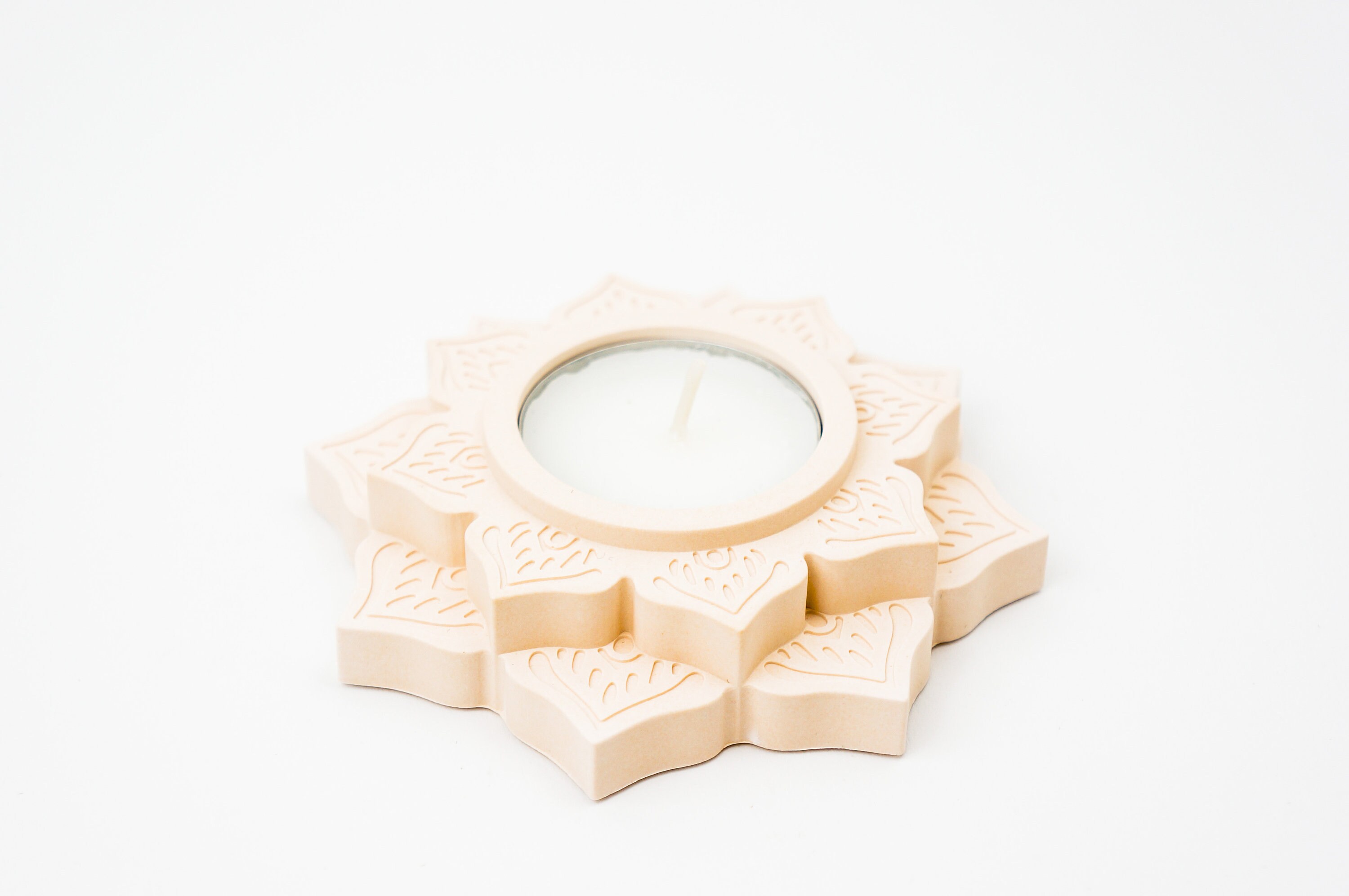 Light Brown Lotus Porcelain Plaster Tea Light Candle Holder Home Decor ...