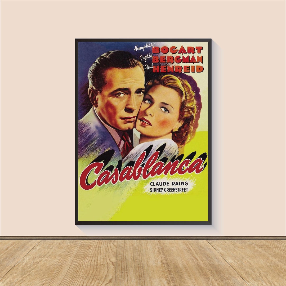 Casablanca (1942) Movie Poster Print, Canvas Wall Art, Room Decor, Personalized Gift, Gifts for ...