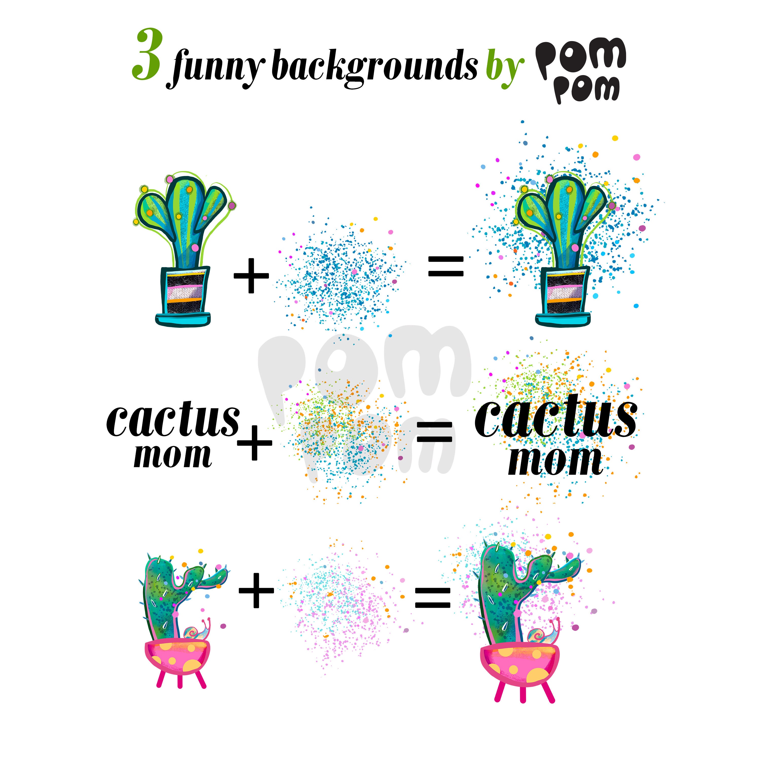 Colorful Cactus Clipart Cactus Theme Graphics Bundle Potted - Etsy