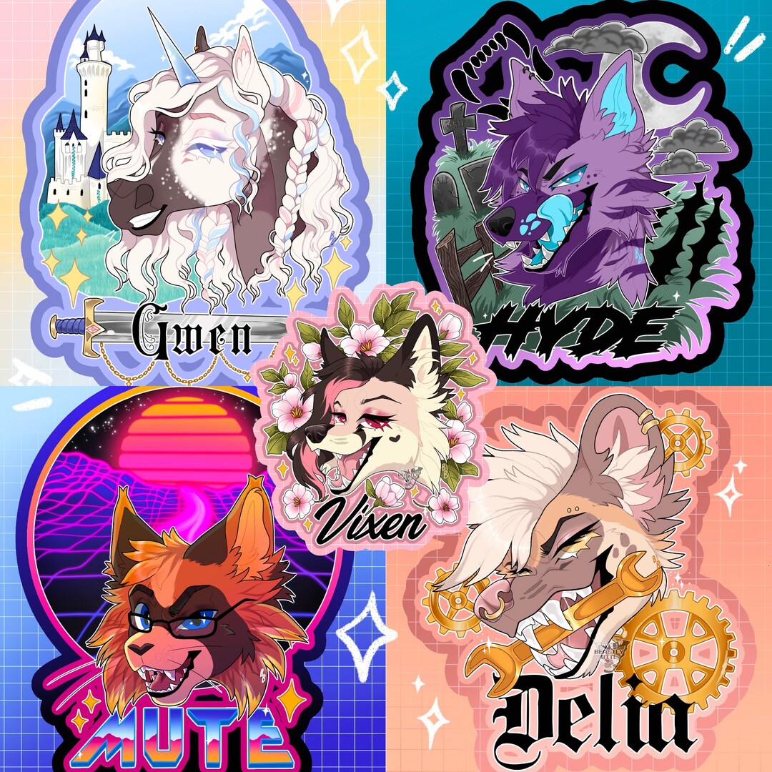 Fully Illustrated Fursuit Badge (digital), Detailed Furry Badge - Etsy