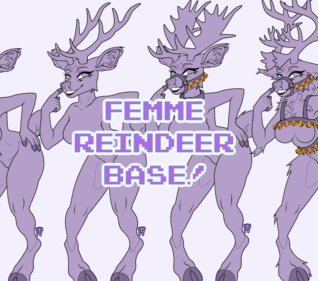 Femme Reindeer Furry Base Deer Caribou Anthro Base Deer Fursona