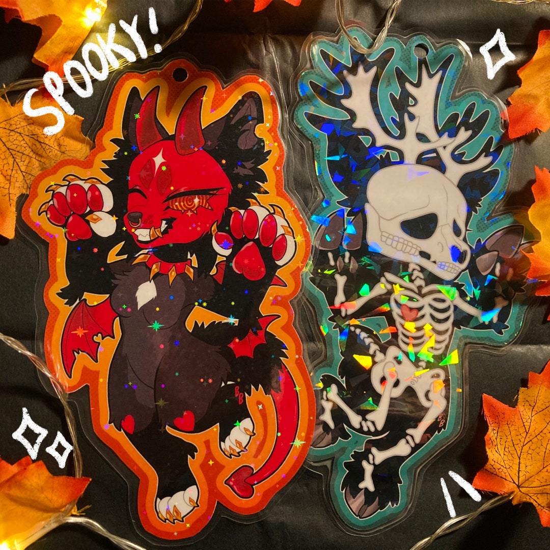 Halloween Skeleton Fursuit Badge Double Sided Spooky Furry - Etsy