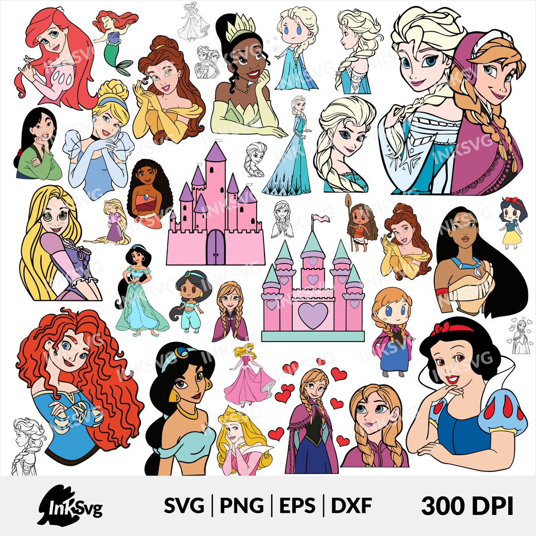 Princess SVG Bundle With Elsa and Anna Svg for Cricut, Svg Files for ...