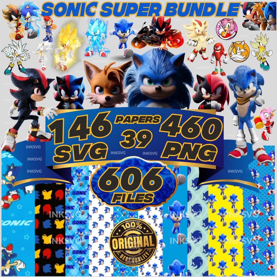 Sonic Hedgehog Bundle: PNG, SVG, Fonts, Stickers (digital Download - Etsy
