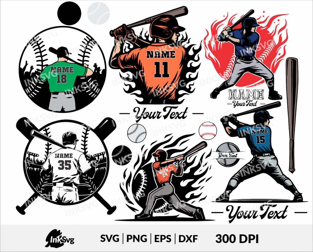 Personalized Baseball SVG Bundle, Name and Number Customization, Kids ...