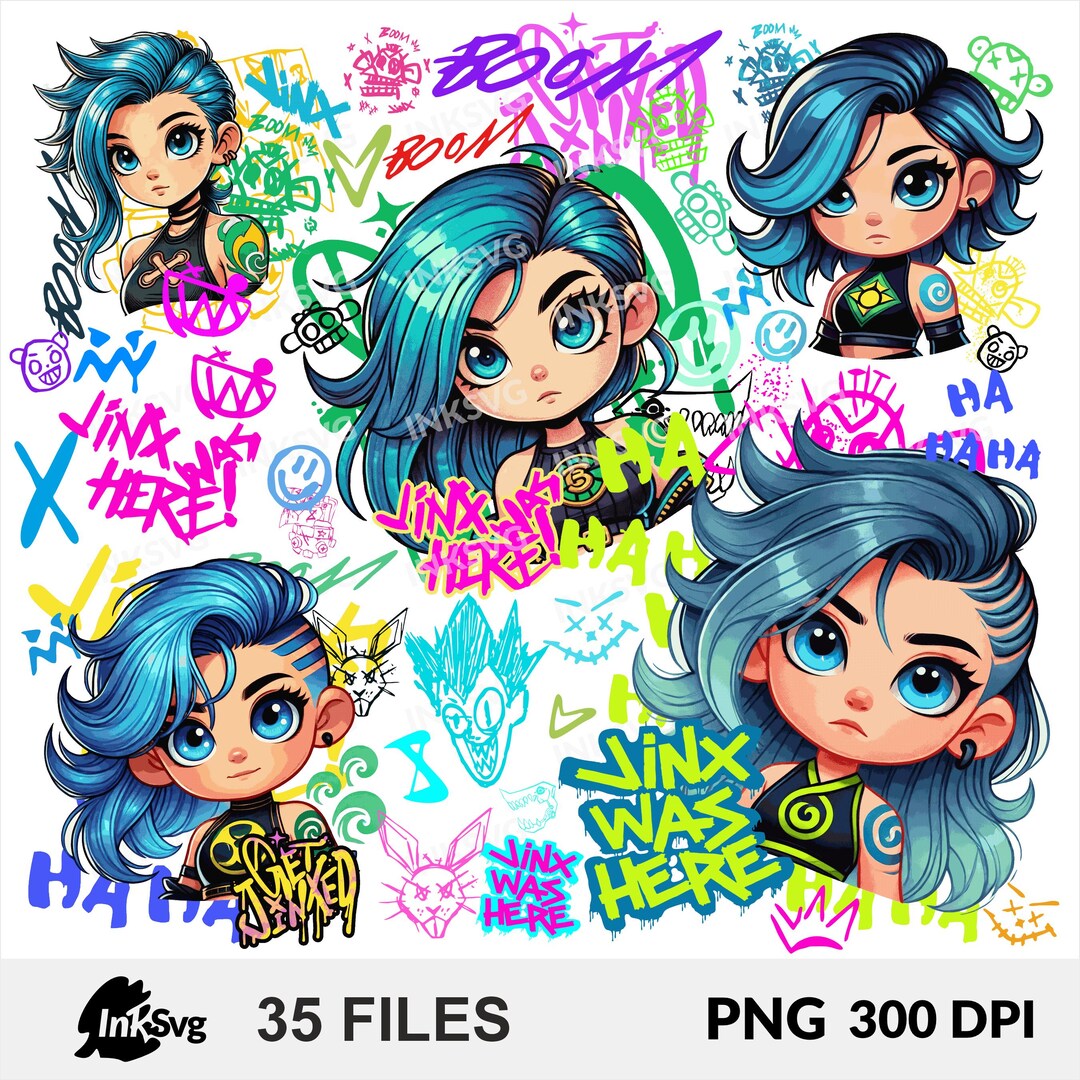 Cute Jinx Graffiti Png Bundle Clipart, League of Legends for Cricut ...