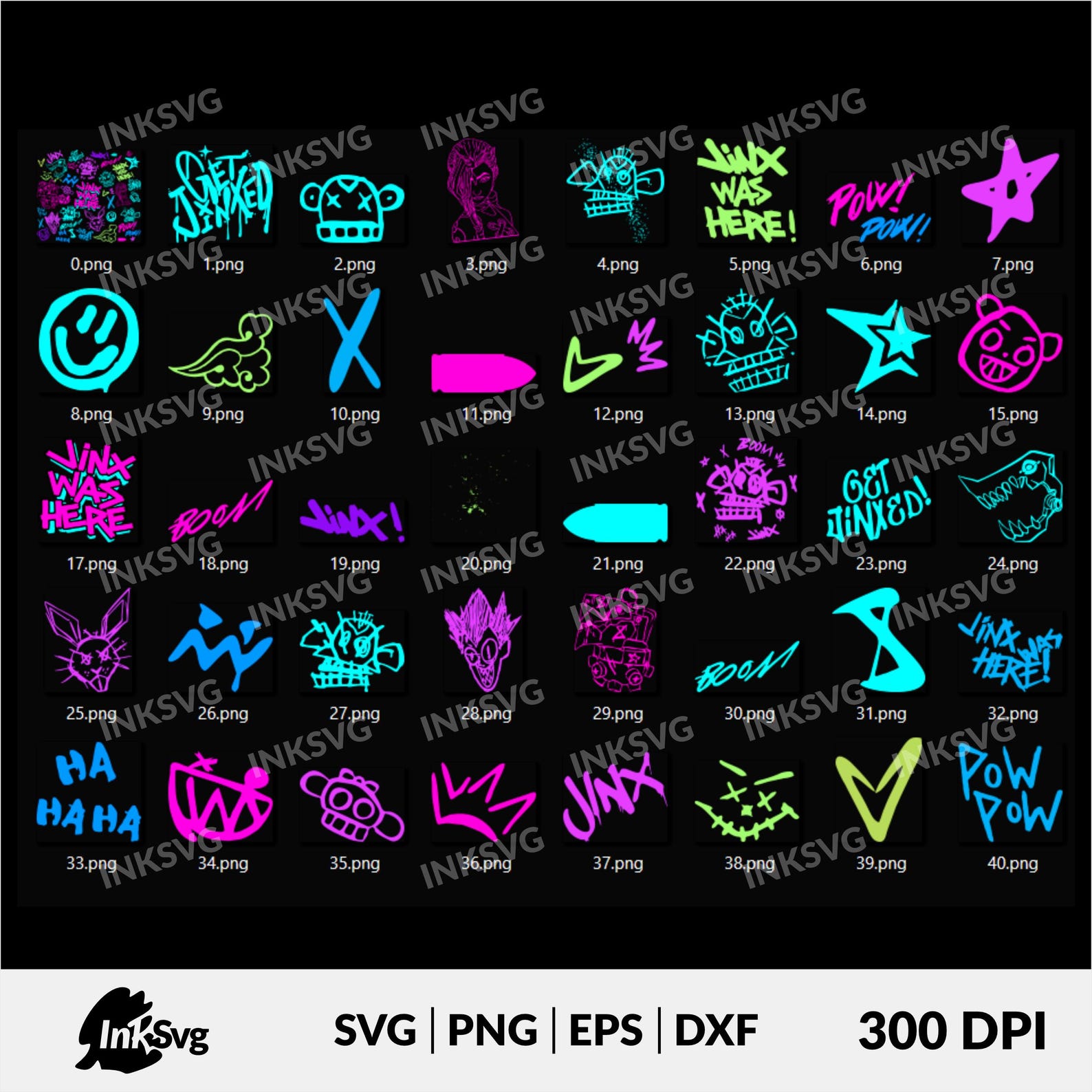 Lot de graffitis Jinx Graffiti PNG et SVG : autocollants League of ...
