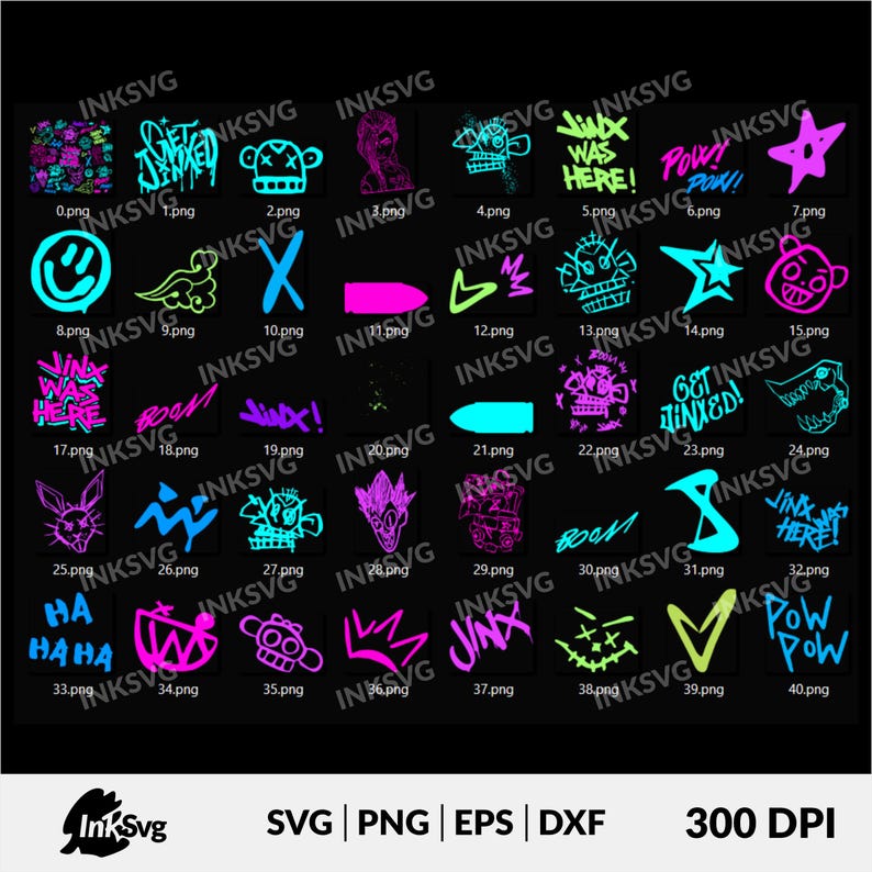 Jinx Graffiti Bundle Clipart, League of Legends für Cricut ...