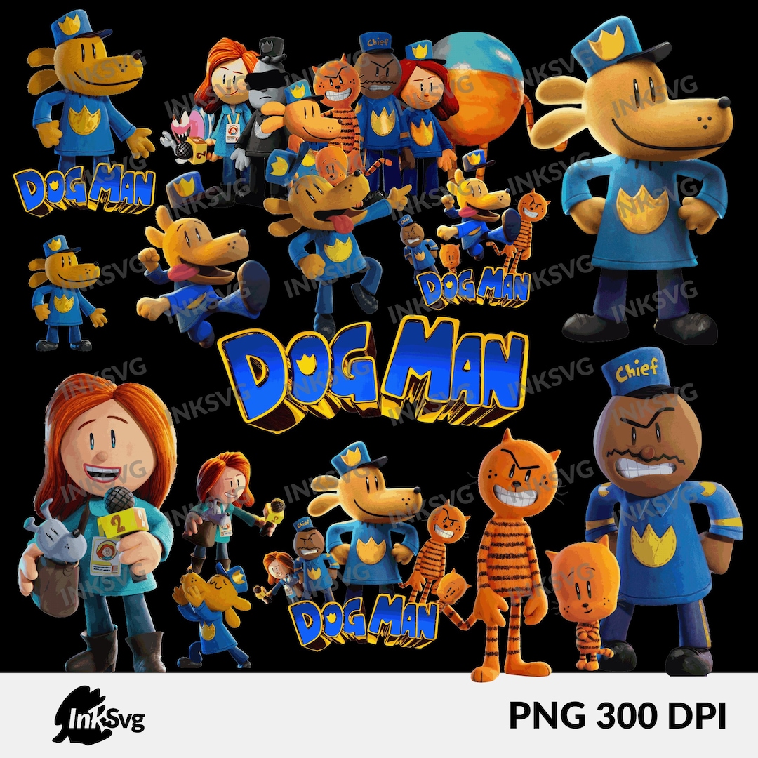 Dog Man Png Bundle Files for Cricut Sublimation, 2025 Party Decor, Cake ...