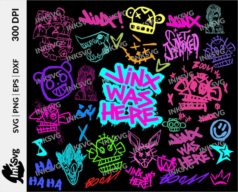 Jinx Graffiti png svgbund, League of Legends für Cricut, svg, DFX, EPS ...